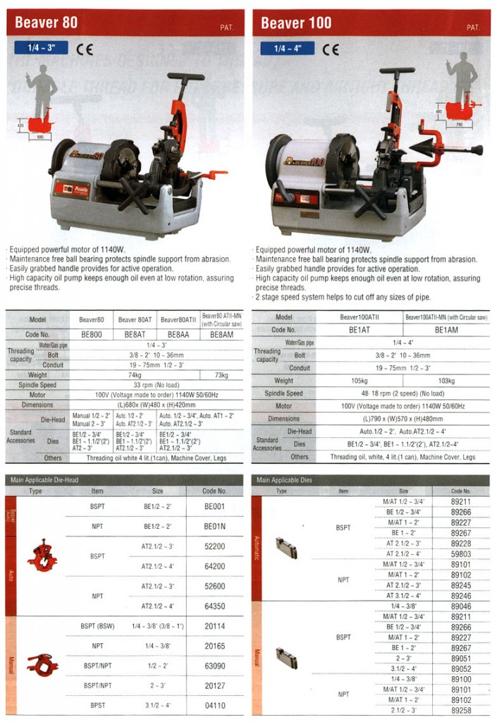 Pipe Threading Machines - ASADA CORPORATION